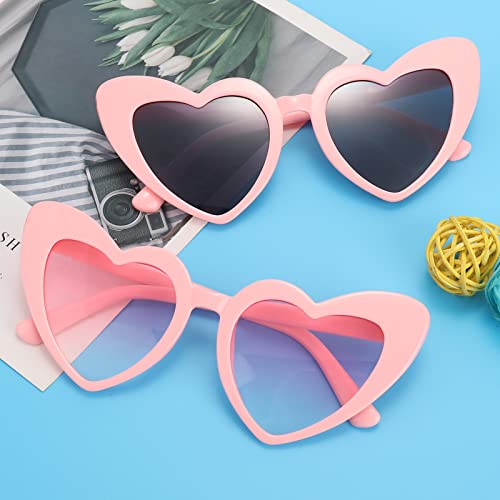 Salfboy Heart Shaped Sunglasses for Women Bride Sunglasses Bachelorette Vintage Cat Mod Wedding Sunglasses（8805-2*pink）