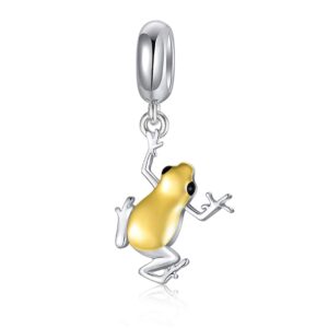 pelovny frog charm bead for bracelet 925 sterling silver animal jewelry birthday lucky gift for women frog lover