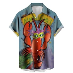 bowling shirts for men mardi gras carnival chest pocket short sleeve button down vacation summer printed top red 5xl