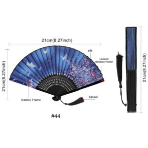 WEISHA Folding Handheld Flower Fan 1PC Vintage Chinese Style Dance Wedding Party Lace Silk Folding Handheld Flower Fan Party Performance Props(52)