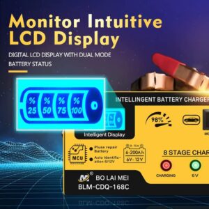 6V and 12V Car Battery Charger, 15A Smart Battery Trickle Charger Maintainer, Pulse Repair Deep Cycle Battery Charger Automotive Desulfator for Car Motorcycle Truck Boat Lawn Mower Lead Acid Batteries