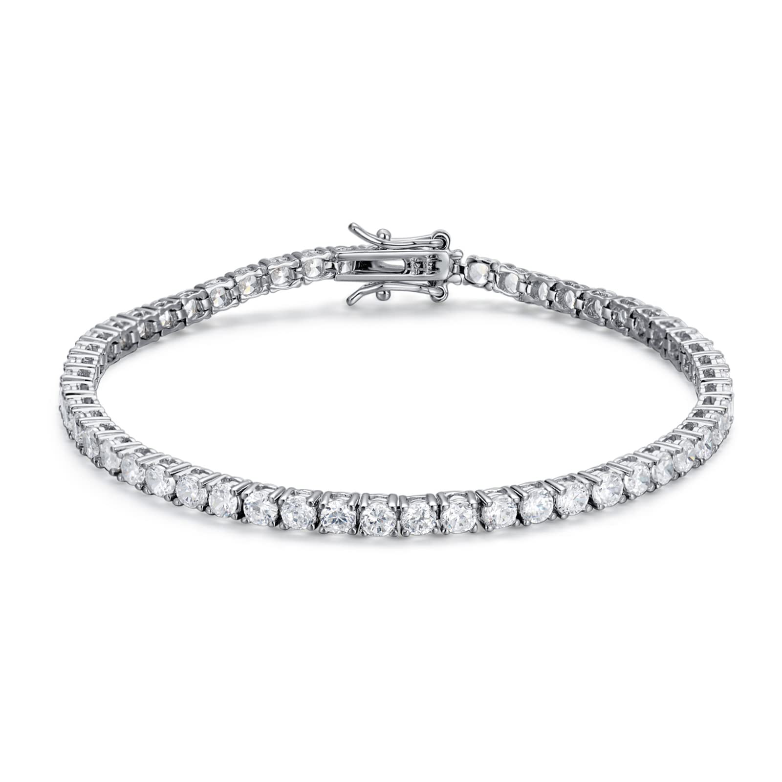 HUKKUN Tennis Bracelet for Women Sterling Silver 7inches 4mm Round Cut Cubic Zirconia Bracelets CZ Bracelet Jewelry Gift for Wife Mother