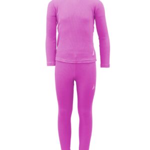 Nautica Girls' 2-Piece Shirt & Pants Base Layer Long Johns Waffle Thermal Underwear Set (Purple, 14/16)