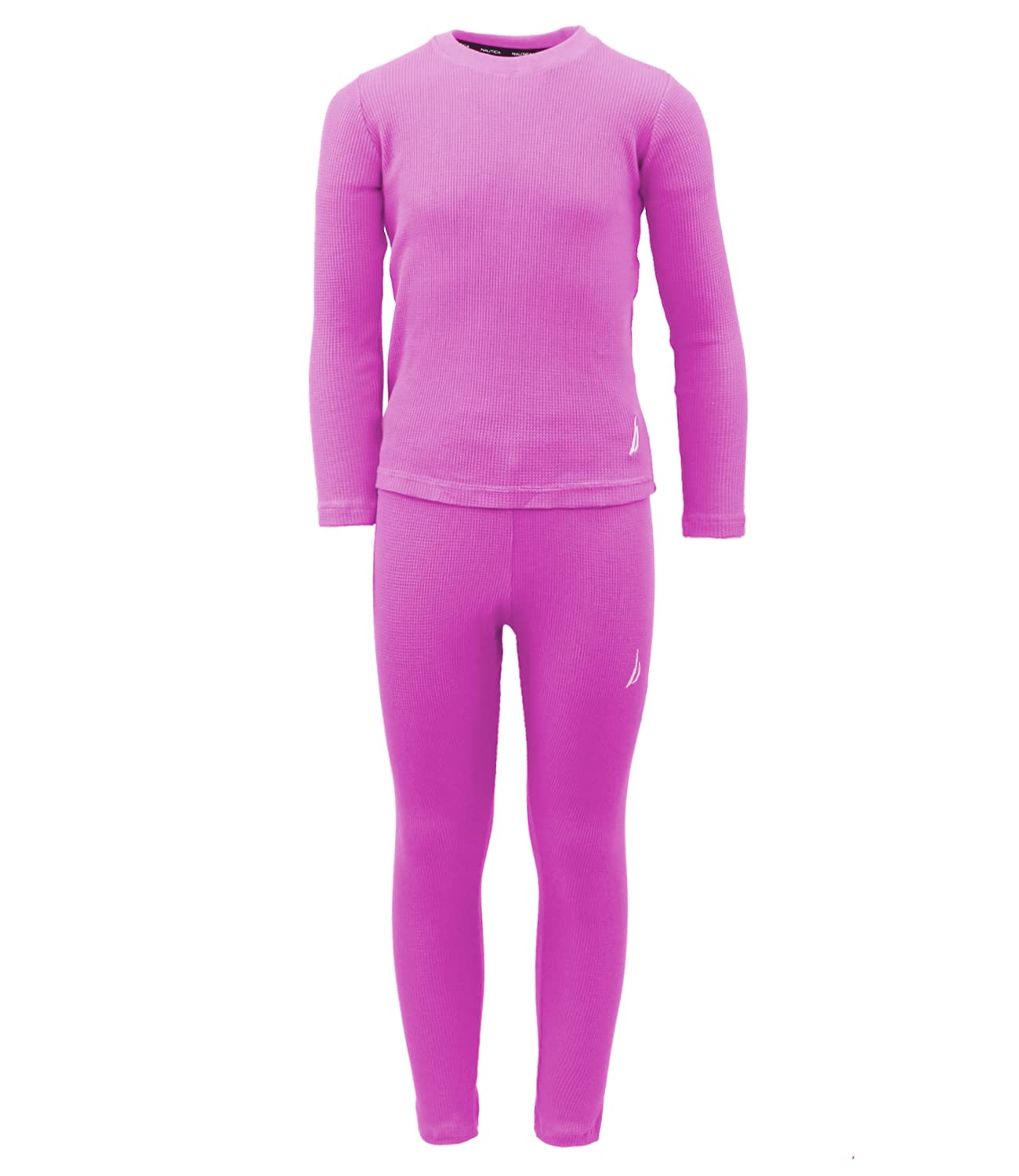 Nautica Girls' 2-Piece Shirt & Pants Base Layer Long Johns Waffle Thermal Underwear Set (Purple, 14/16)