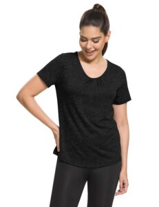 miss fortune women's workout tops short sleeve spring shirts for women cute casual yoga athletic & work loose fit summer top d-black