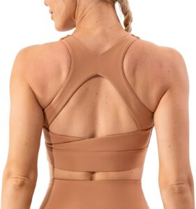 lavento women's supportive soft sports bra open racerback - workout yoga training bras top (pale copper, 4)