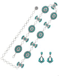 topacc turquoise concho chain belts for women western cute boho teal metal cowgirl country concert belt for dresses jeans