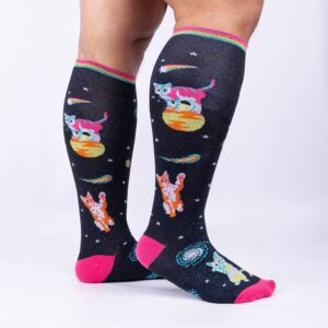 Sock It To Me Unisex Space Cats Wide Calf Stretch Socks