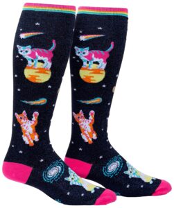 sock it to me unisex space cats wide calf stretch socks