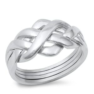 body accentz .925 sterling silver puzzle braid new ring polished 925 band 11mm (12)