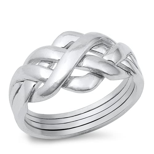 Body Accentz .925 Sterling Silver Puzzle Braid New Ring Polished 925 Band 11mm (12)