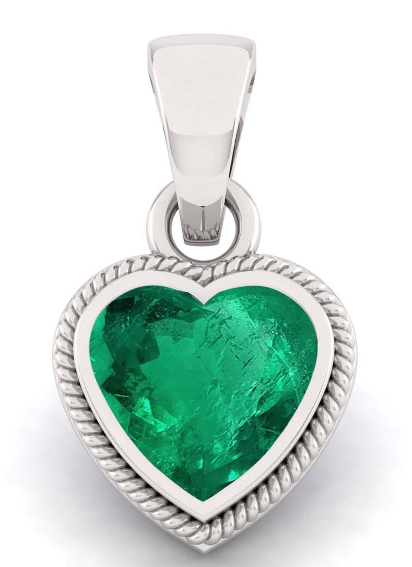 SirDaksh 3.25 Carat Natural Emerald Heart Shape Locket Necklace For Women