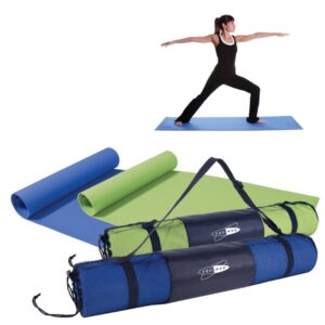 Prime Line On-The-Go-Yoga Mat with Poly/Mesh Carrying Case (Blue)