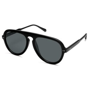 SOJOS Retro Aviator Sunglasses Womens Mens Vintage Plastic Frame Shades Lentes De Sol Para Mujer SJ2255 Black