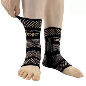 medtherapies by dr. shapiro copper ankle brace support (pair) for men and women, professional ankle compression support for sprained ankle, heel spur, plantar fasciitis, achilles tendonitis, and ankle sports injuries (medium)