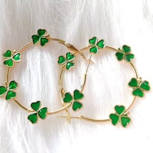 Zhang shine Green Shamrock Earrings Irish Clover Hoop Earrings St.Patrick's Day Lucky Leaf Earrings for Women St. Patrick Day Daily Wearing Parties Celebrations