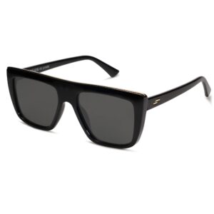 sojos classic trendy flat top sunglasses for women men designer uv400 sunnies sj2250, black/grey