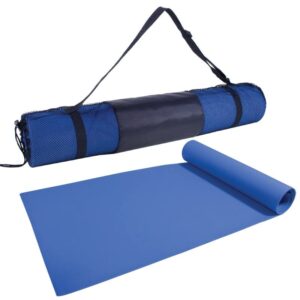 prime line on-the-go-yoga mat with poly/mesh carrying case (blue)