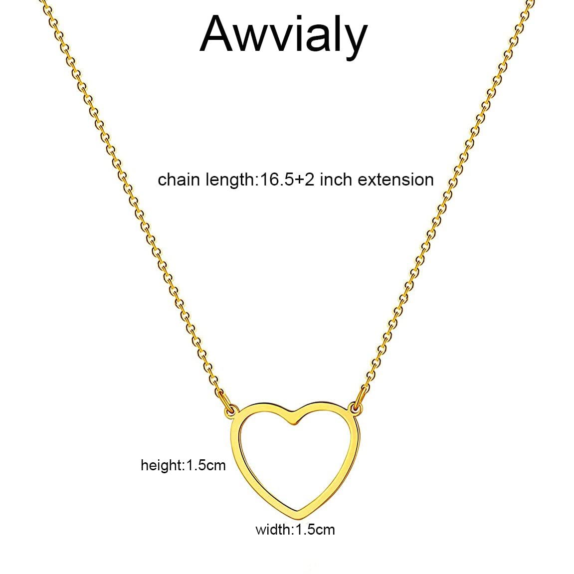 Awvialy Cute Heart Necklaces for Women 14k Gold Plated Minimalist Open Heart Necklace Dainty Gold Heart Necklace Tiny Gold Pendant Necklace Simple Gold Choker Necklaces Trendy Gold Jewelry for Women