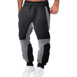 men's solid joggers trackpant elastic waist workout gym running bodybuilding athletic bottom sweatpants with deep pockets(d#black,3x-large)