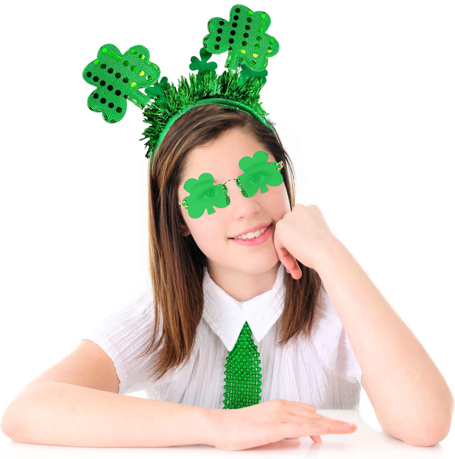 St. Patrick's Day Headband Costume St. Patrick's Day Accessories Shamrock Green Headband Green Shamrock Sunglasses for St Patricks Day Irish Party Supplies Favors