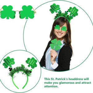 St. Patrick's Day Headband Costume St. Patrick's Day Accessories Shamrock Green Headband Green Shamrock Sunglasses for St Patricks Day Irish Party Supplies Favors