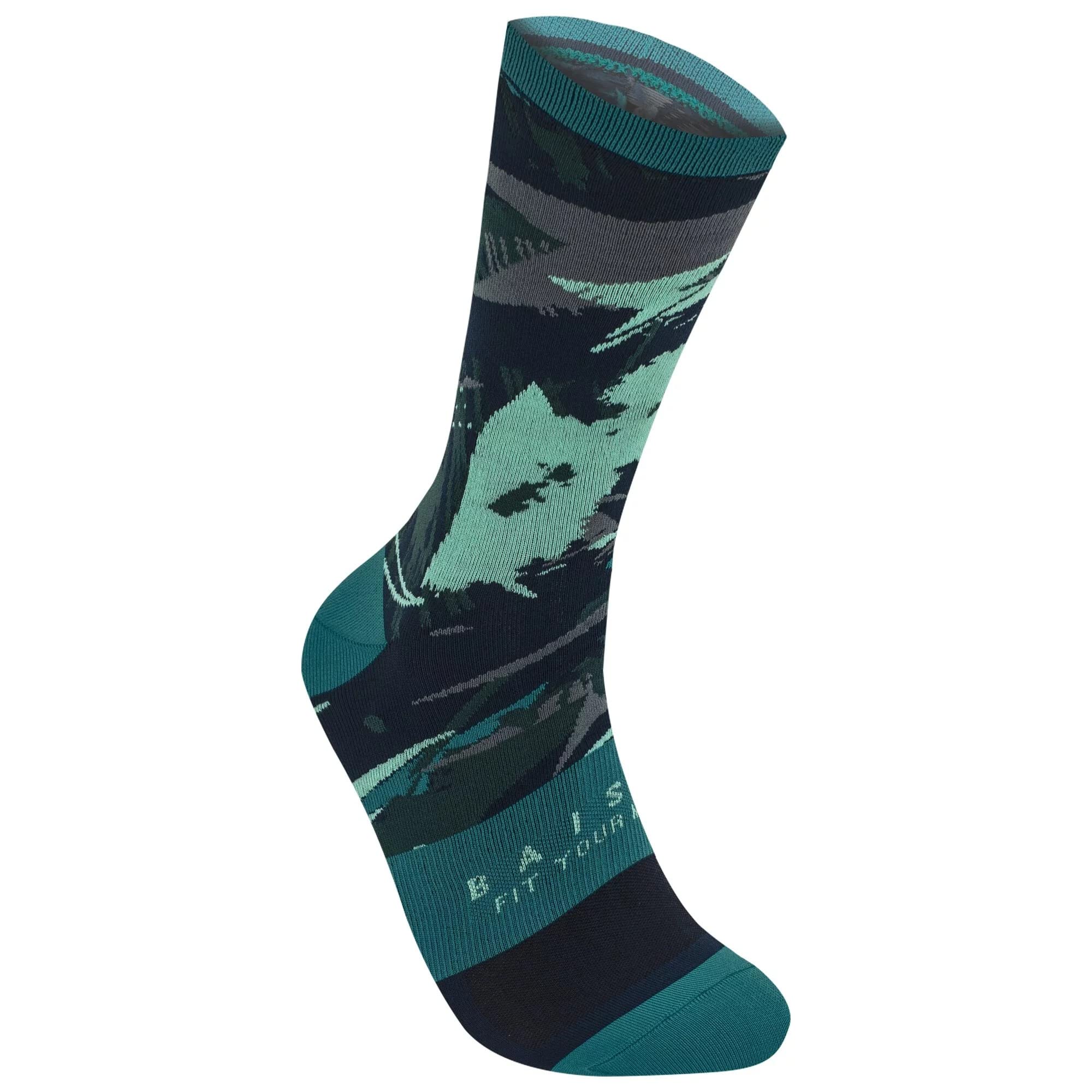 Baisky Cycling Crew Socks-Disguise Green-Training Mid Calf Socks for Biking Running Sportswear