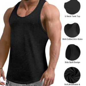 KAWATA Men's 3 Pack Dry Fit Workout Tank Top Gym Muscle Tee Fitness Bodybuilding Sleeveless T Shirts