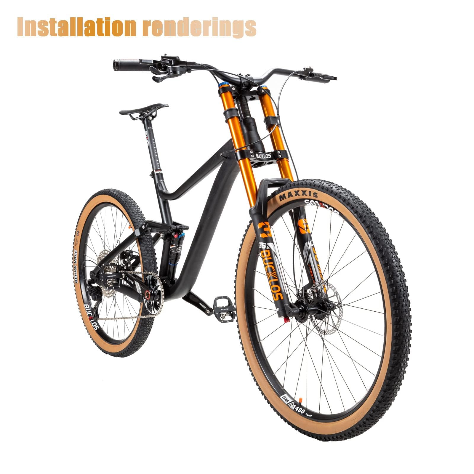 BUCKLOS Downhill Air Suspension Fork 27.5/29 15 * 110mm Boost Tapered, Travel 180mm 36mm Inner Tube Thru Axle Rebound Adjustment Disc Brake Front Forks, fit Mountain Bike AM FR DH ect.