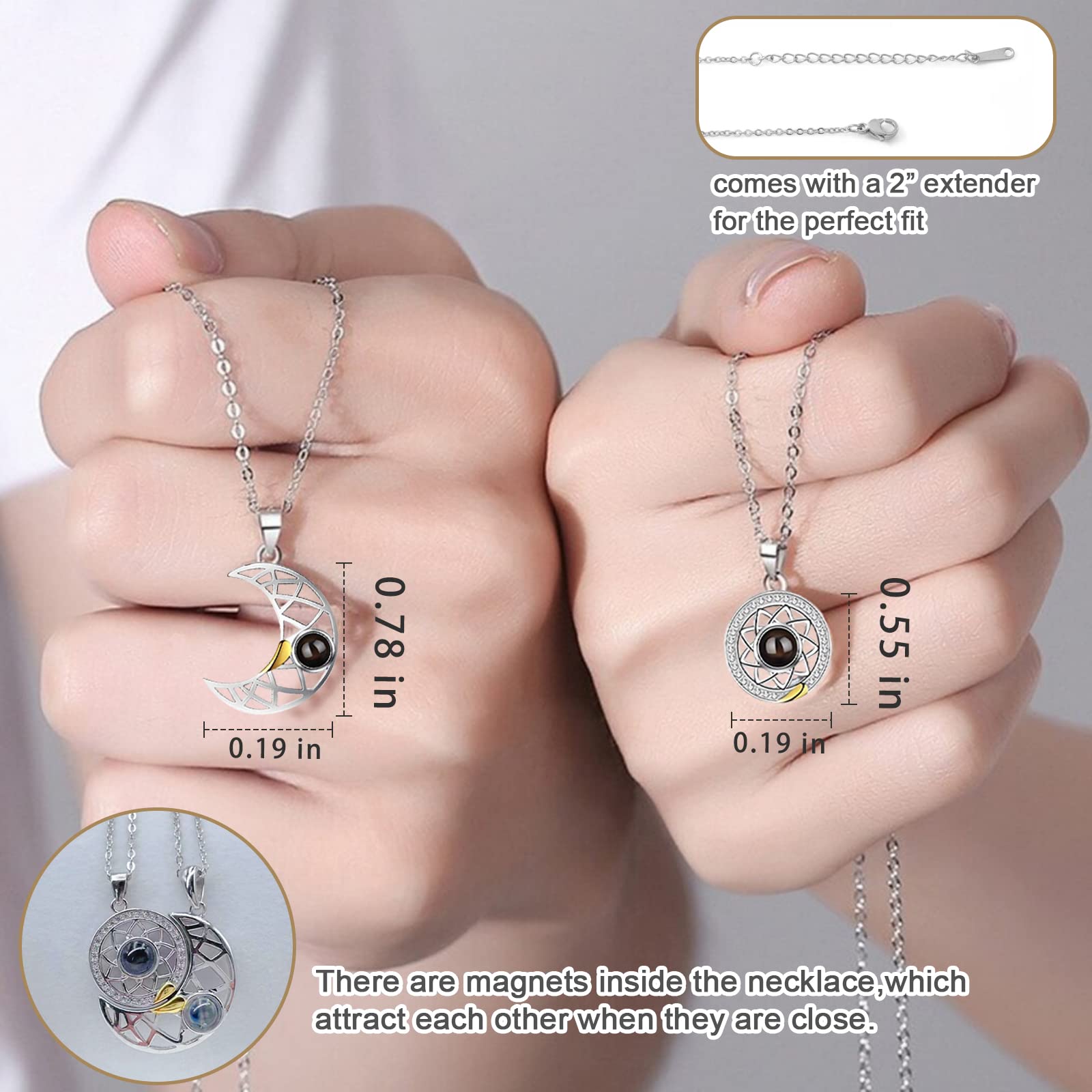 YESTIME Custom Necklace with Picture Inside - Picture Necklace Personalized Photo, Personalized Projection Necklace for Women, Anniversary Memorial Gift for Her/Women/Mom/Couple