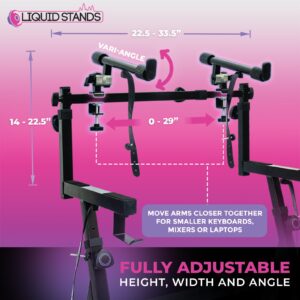 Liquid Stands 2 Tier Keyboard Stand Attachment - Adjustable Electric Digital Piano Stand for 54 - 88 Key Music Keyboards & Synths - Double Stand Extender for Square Tube Z Style Stands