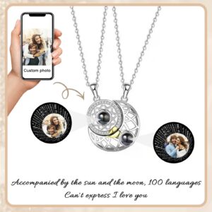 YESTIME Custom Necklace with Picture Inside - Picture Necklace Personalized Photo, Personalized Projection Necklace for Women, Anniversary Memorial Gift for Her/Women/Mom/Couple