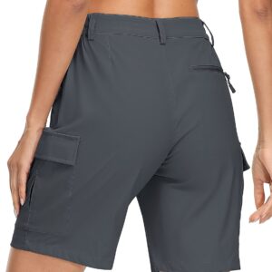 MAGCOMSEN Cargo Shorts for Women Lightweight Quick Dry Hiking Shorts with Pockets Summer Golf Shorts Grey Travel Shorts, S