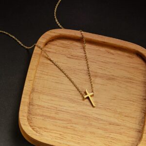 KICKGY Gold Cross Necklace for Women 14k Gold Plated Tiny Cross Necklace Dainty Gold Cross Necklace Cute Cross Pendant Necklace SImple Gold Choker Necklace Trendy Gold Jewelry for Women