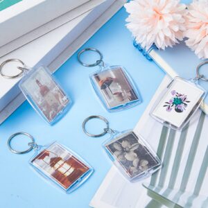 Junkin 500 Pcs Acrylic Keychain Blanks Graduation Photo Keychains Bulk Picture Frame Keychain 2.2 x 1.6 Inch Picture Keychain Clear Rectangle Acrylic Keychain Blanks for DIY Craft Graduation Gifts