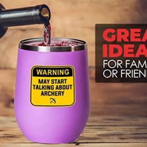 Archery Pink Edition Wine Tumbler 12oz - Warning Talking Archery - Funny Gift For Archery Coach Athlete Hunt Target Shot Trainer Arrow Bow Sport