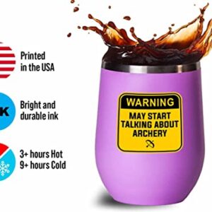 Archery Pink Edition Wine Tumbler 12oz - Warning Talking Archery - Funny Gift For Archery Coach Athlete Hunt Target Shot Trainer Arrow Bow Sport