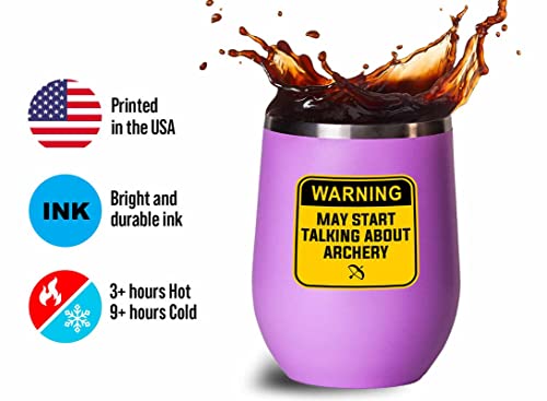 Archery Pink Edition Wine Tumbler 12oz - Warning Talking Archery - Funny Gift For Archery Coach Athlete Hunt Target Shot Trainer Arrow Bow Sport