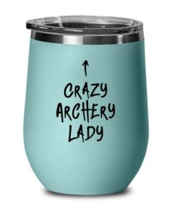 archery teal edition wine tumbler 12oz - archery lady a - funny gift for archery coach athlete hunt target shot trainer arrow bow sport