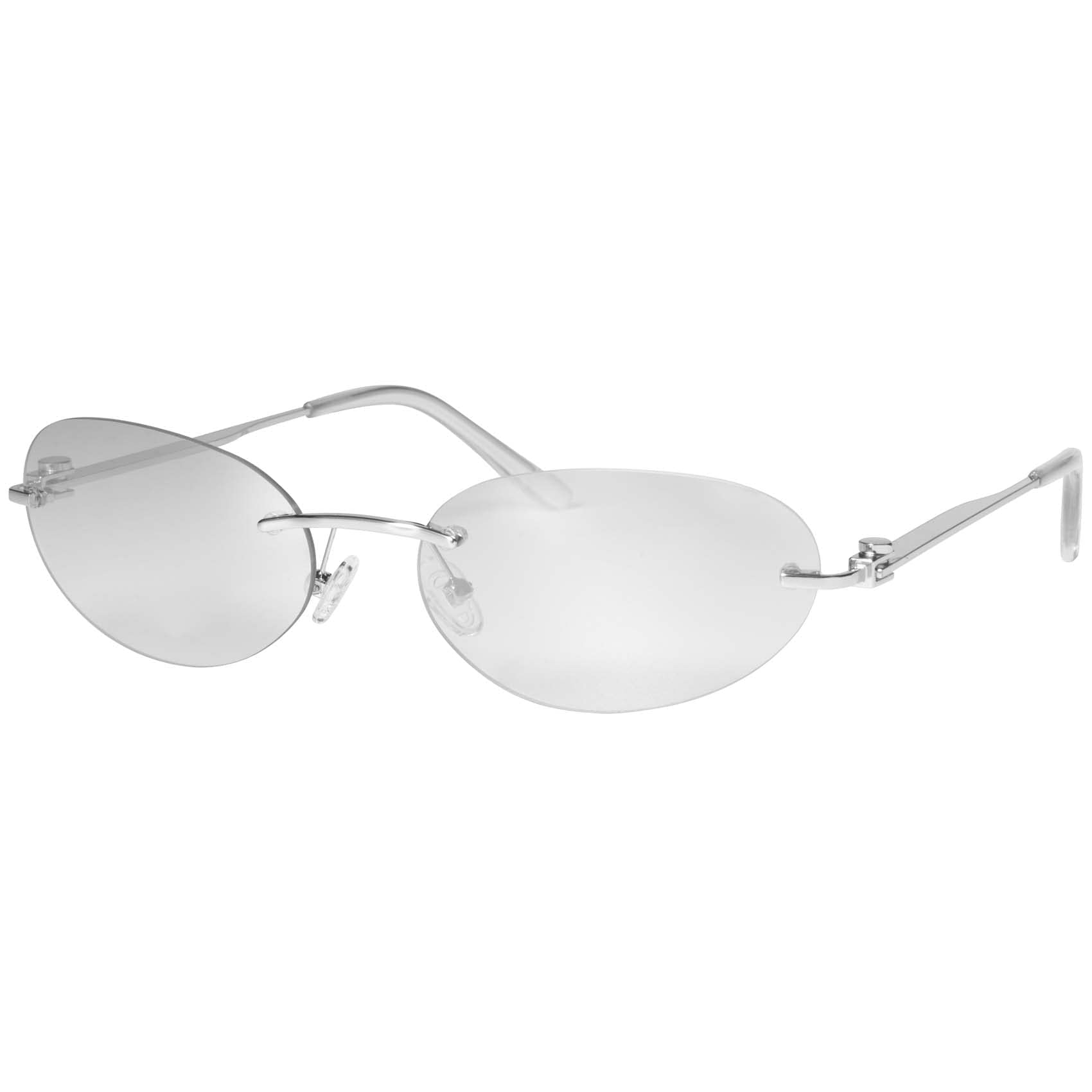 mosanana Y2k Oval Sunglasses for Women Silver Small Trendy Cool Cute Funky Fashion Vintage Stylish 90s Thin Skinny Neo Matrix Rimless Hacker