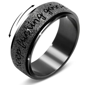 spinner ring anxiety ring for women men titanium stainless steel fidget ring for anxiety for women 8mm width black color size 8