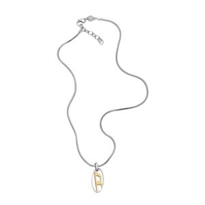 diesel all-gender stainless steel pendant necklace, silver/gold (model: dx1421931)