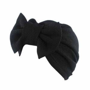 women bow cancer chemo hat scarf turban stretchy african hair wraps classic soft trendy tie headbands (black, one size)