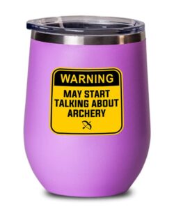 archery pink edition wine tumbler 12oz - warning talking archery - funny gift for archery coach athlete hunt target shot trainer arrow bow sport