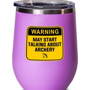 Archery Pink Edition Wine Tumbler 12oz - Warning Talking Archery - Funny Gift For Archery Coach Athlete Hunt Target Shot Trainer Arrow Bow Sport