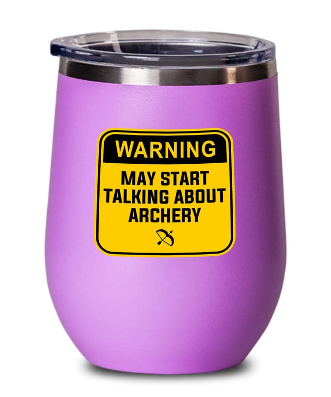 Archery Pink Edition Wine Tumbler 12oz - Warning Talking Archery - Funny Gift For Archery Coach Athlete Hunt Target Shot Trainer Arrow Bow Sport