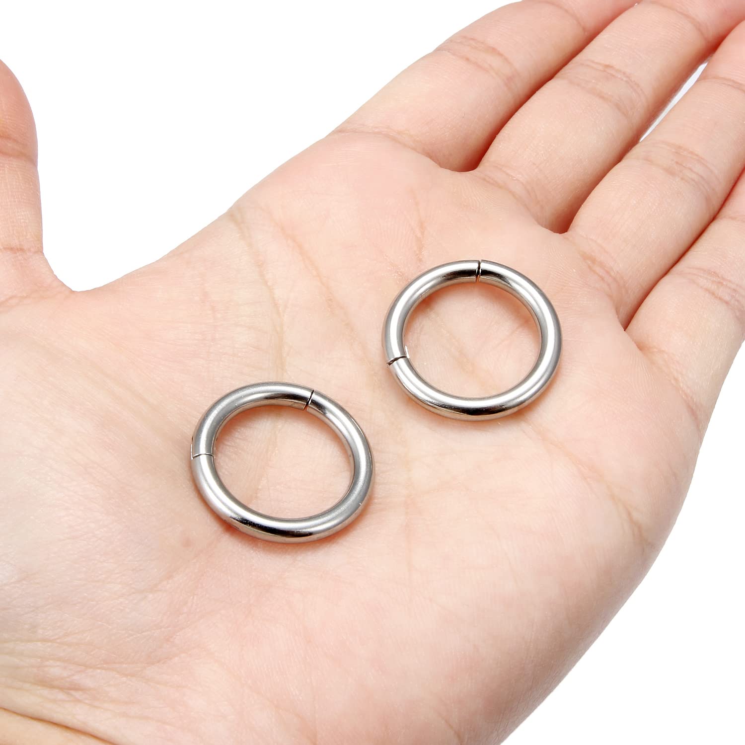 8G Earrings Hinged Segment Clicker PA Rings PA Rings Captive Bead Rings Septum Nose Rings Dangle Spring Action CBR Surgical Steel Monster Screwball Rings Body Piercing Rings for Women Men Silver