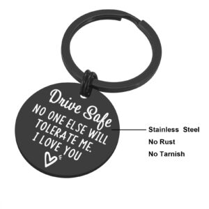 iJuqi Drive Safe Keychain Boyfriend Gifts - Valentine's Day Gifts for Him Men Funny New Driver Keyring Cute Boyfriend Husband Gifts from Girlfriend Wife