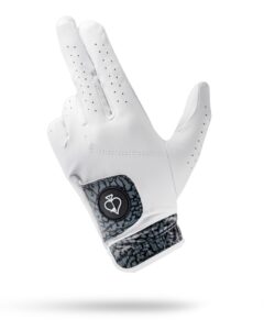 pins & aces - elephant print golf glove design - premium aaa cabretta leather, long-lasting durable tour glove for men or women - premium leather golf glove left & right hand - (medium, left)