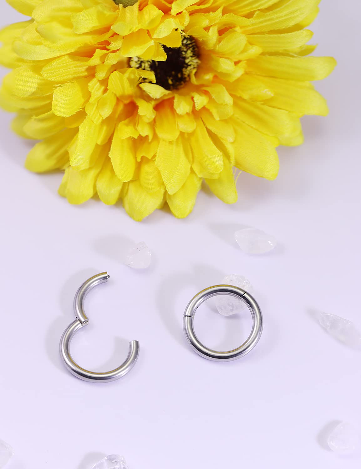 8G Earrings Hinged Segment Clicker PA Rings PA Rings Captive Bead Rings Septum Nose Rings Dangle Spring Action CBR Surgical Steel Monster Screwball Rings Body Piercing Rings for Women Men Silver